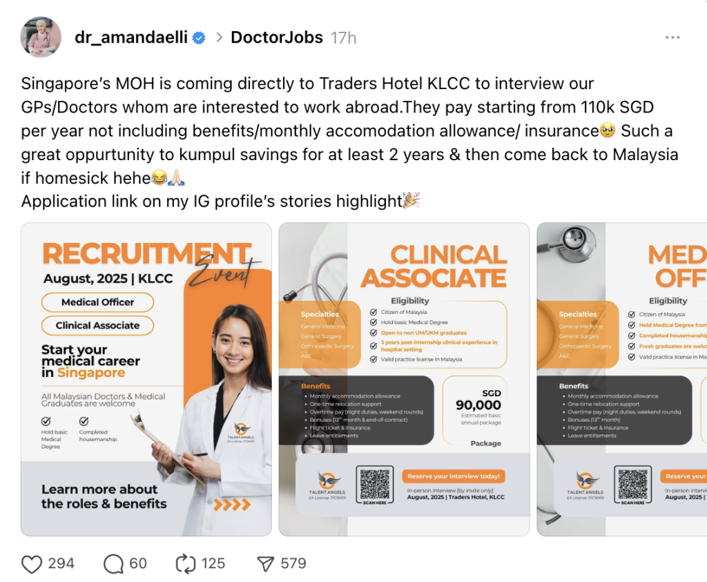 Tular MoH Singapura 'Turun’ KL, Mahu Rekrut Doktor & Jururawat Dengan Gaji Lumayan!